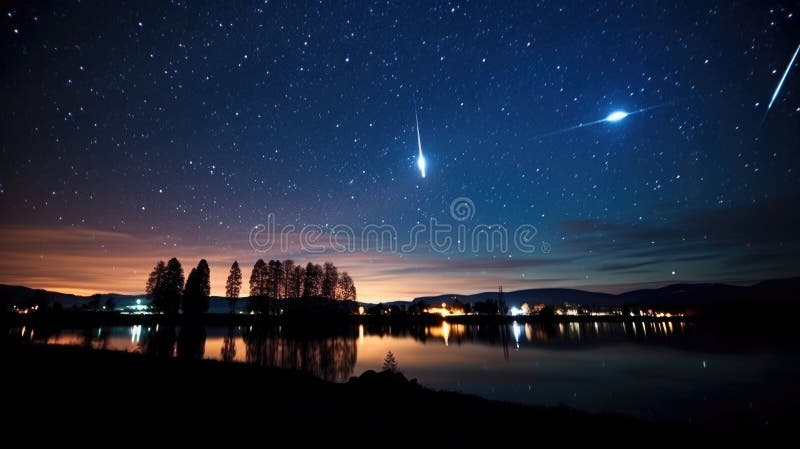 Night Adventures. Observation of the Fall of Perseid Meteorites Stock ...