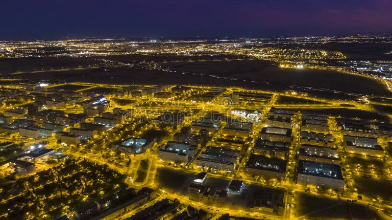 Night Aerial Image of Alcorcon Stock Photo - Image of madrid, spain ...