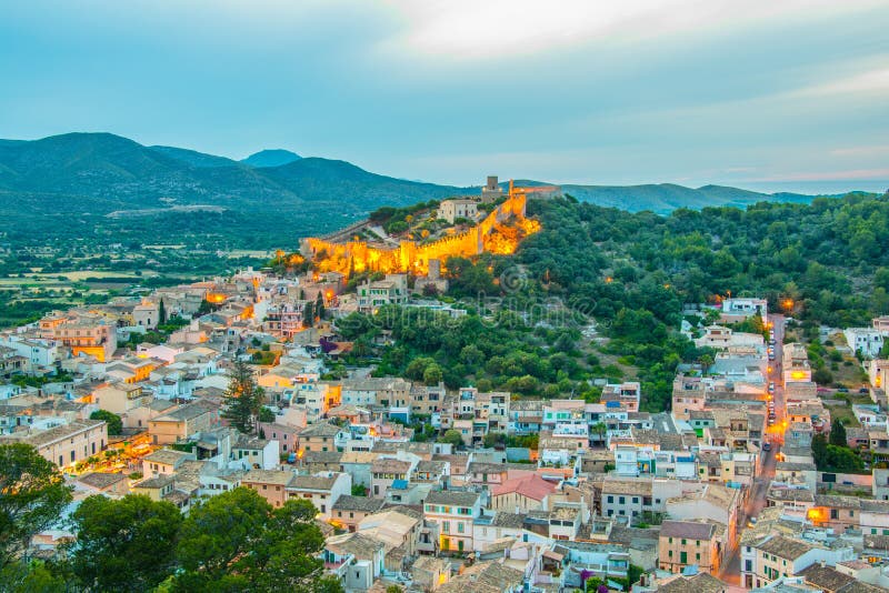 Night Aerial View of Capdepera Castle and Capdepera Town, Mallorca ...