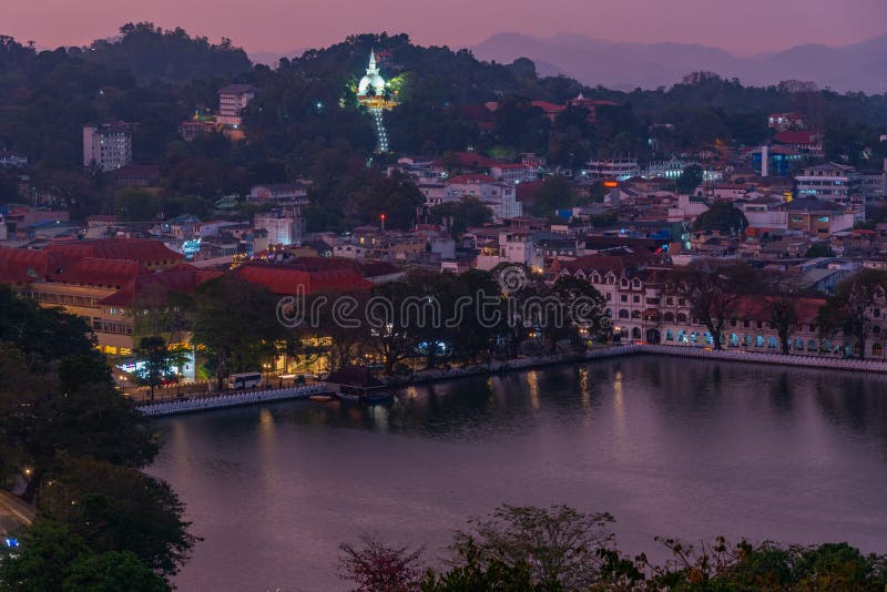 Night Aerial View of Kandy, Sri Lanka Stock Photo - Image of royal ...
