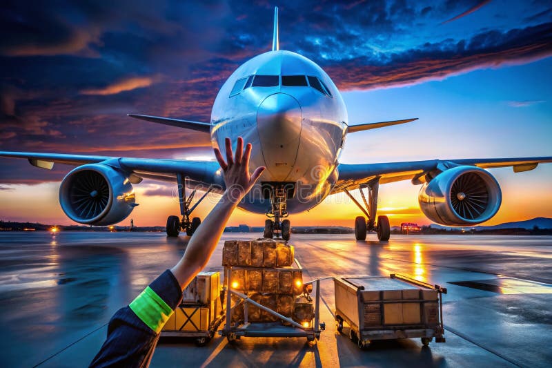 Night Air Freight Loading Optimized Operations Stock Illustrations – 1 ...