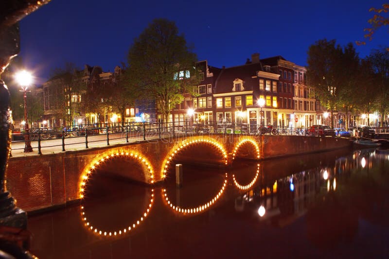 Night in Amsterdam stock photo. Image of scene, street - 33153976