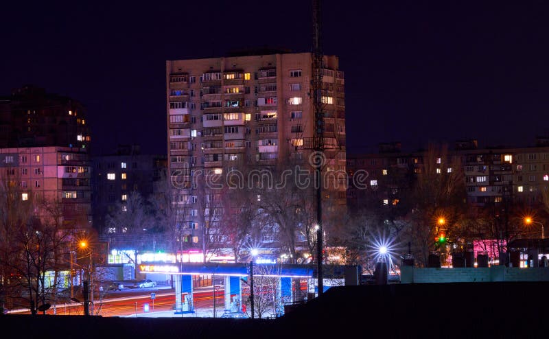 Night Architectural Landscape Soviet Apartment Building Stock Photos ...