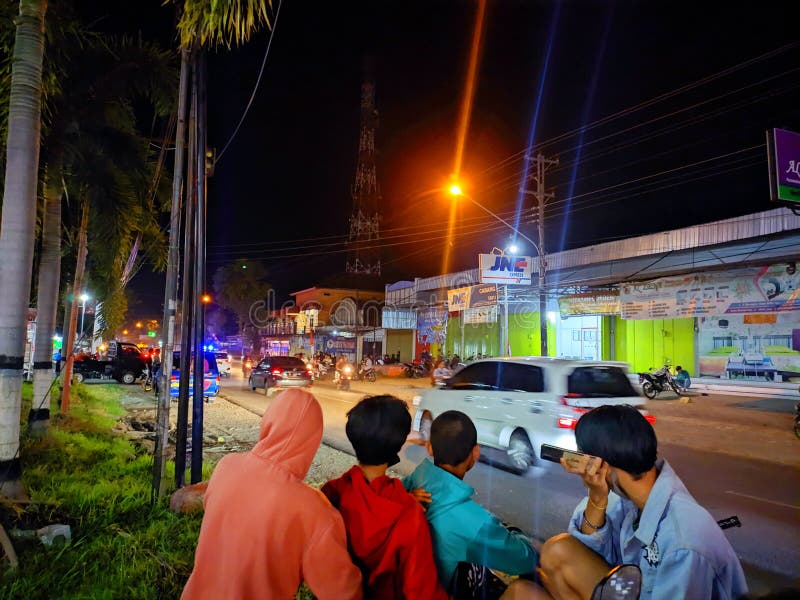 Night Atmosphere in the Corner of a Small Town Editorial Photo - Image ...