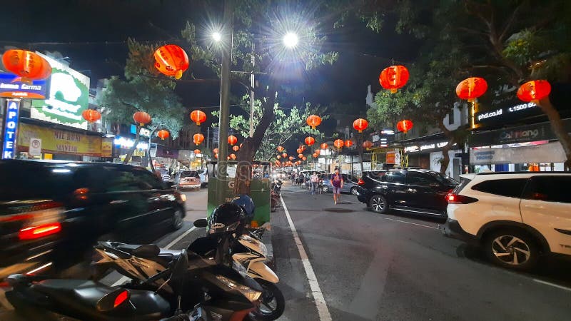 Night Atmosphere in the Corner of Surabaya, Indonesia Editorial ...