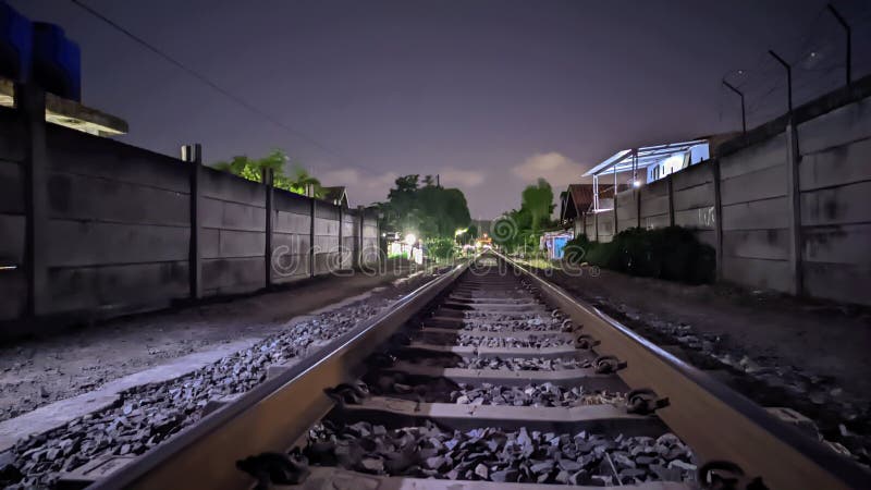 Night Atmosphere Middle Train Track Stock Photos - Free & Royalty-Free ...