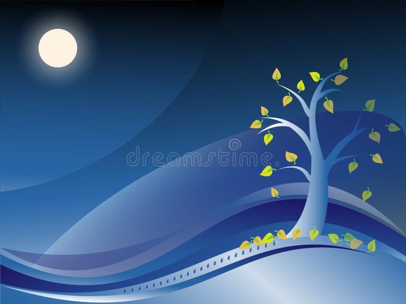 Night autumn landscape stock vector. Illustration of landscape - 67091122