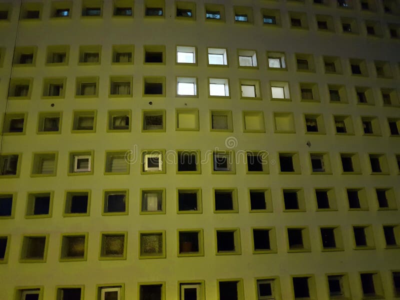 Wall with Small Square Windows, Painted in Green Stock Photo - Image of ...