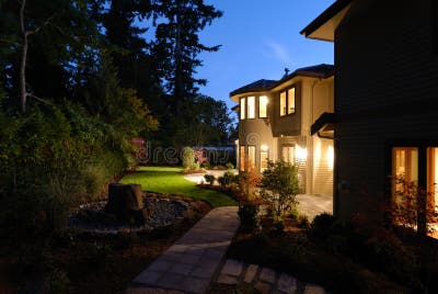 Night at the backyard stock photo. Image of house, night - 3556116