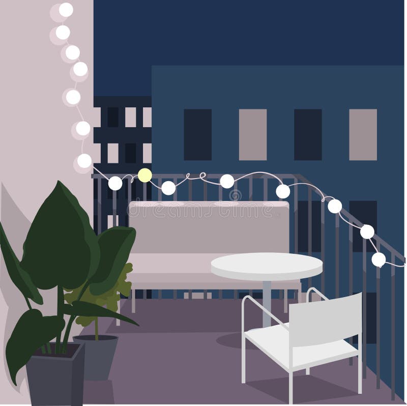 Balcony at night stock illustration. Illustration of wallpaper - 12612797