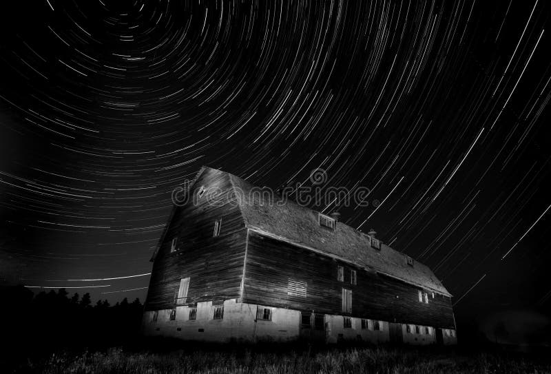 Night Barn Star Trails stock photo. Image of space, summer - 101891280