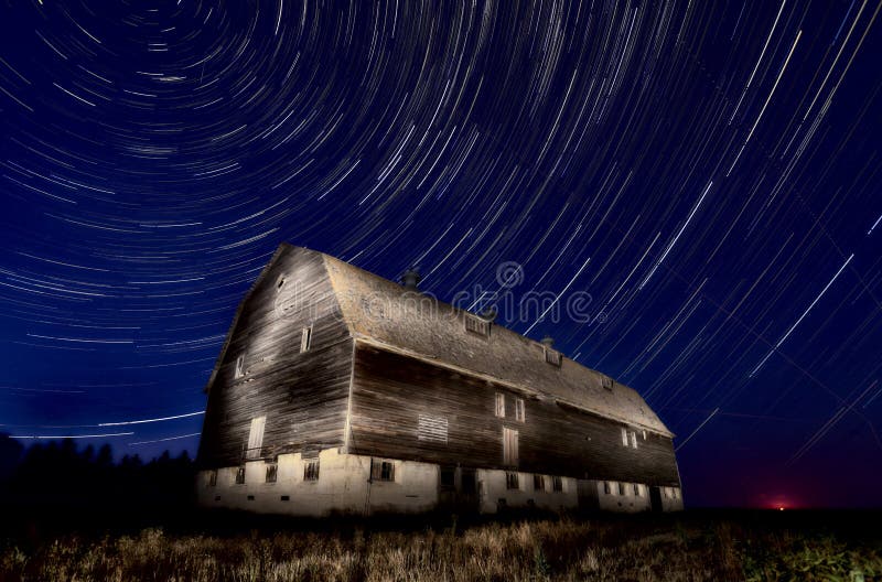 Night Barn Star Trails stock photo. Image of stargazing - 101892200