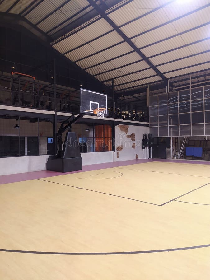 Night Basketball Court after Works Stock Image - Image of light, court ...