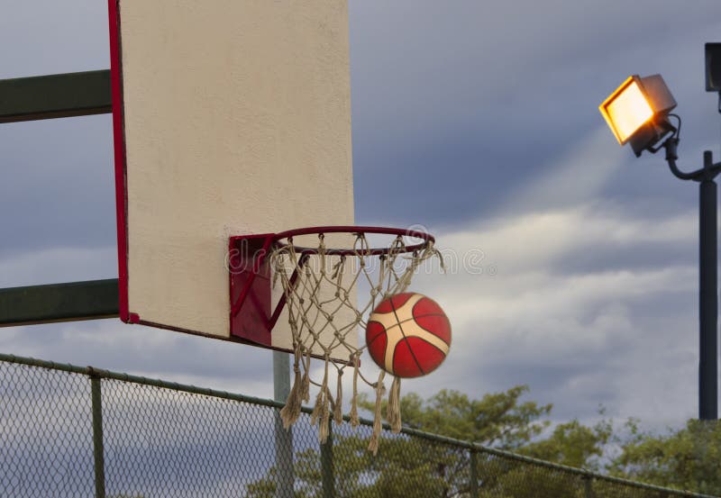 Night Basketball in the Courtyard of the College Stock Photo - Image of ...