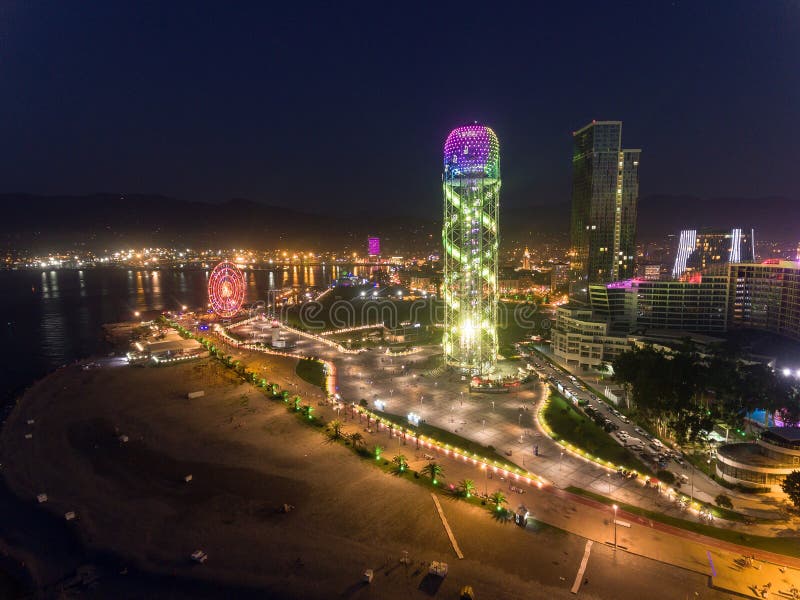 Night Batumi City, Georgia stock photo. Image of shore - 98087260