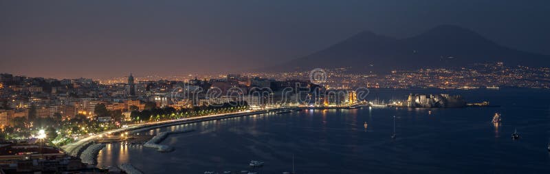 Night bay of Naples stock image. Image of fishery, naples - 32123973