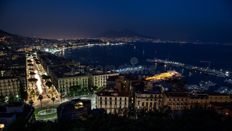 Night bay of Naples stock image. Image of holiday, gennaro - 32124645