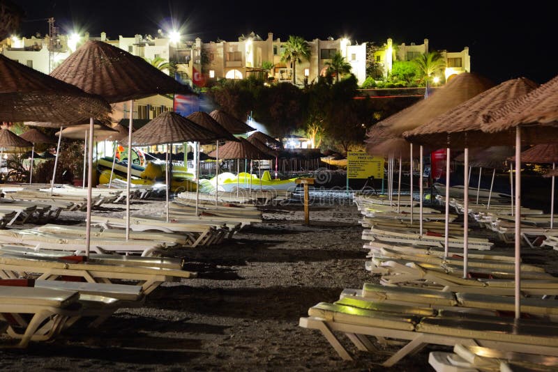 The Giza Buildings Near the Great Egypt Pyramids, Enlighted at Night ...
