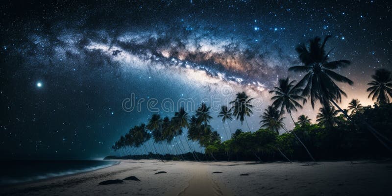 Sunset Beach. Created with Generative Ai Technology Stock Illustration ...