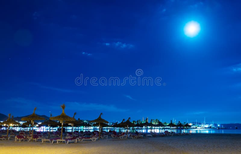Night beach. stock image. Image of holiday, beach, stars - 85011003