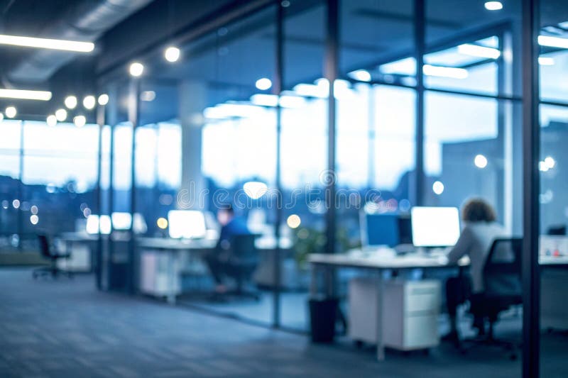 Abstract Blurred Office Interior Room. Blurry Working Space Stock ...