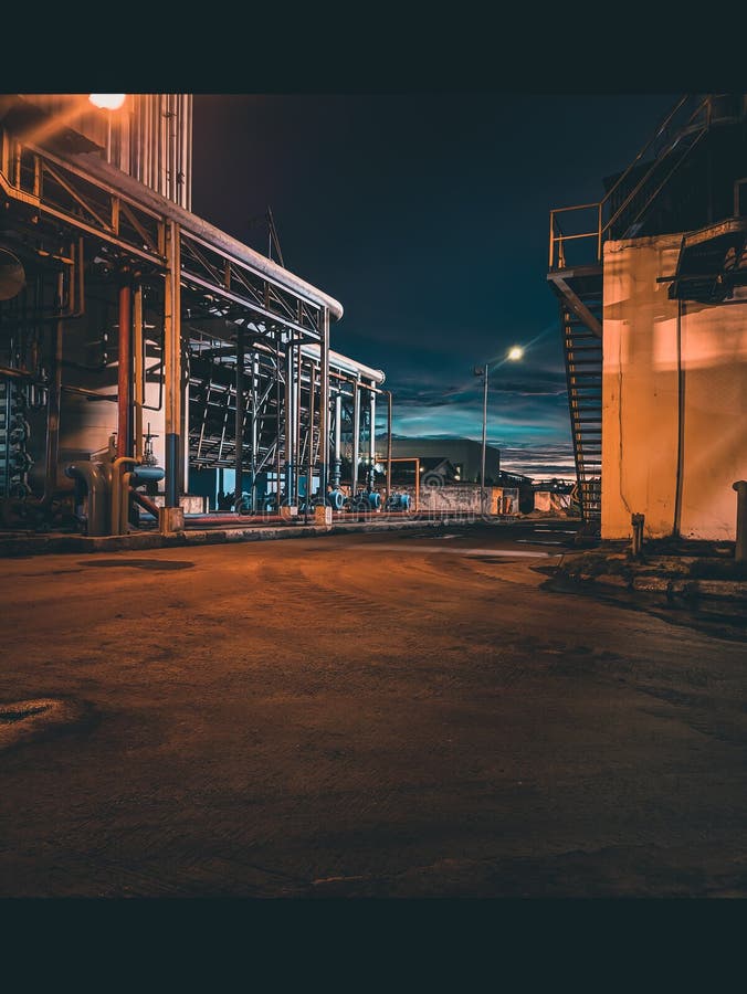 Night Beautiful Night Beautiful Factory Stock Image - Image of ...