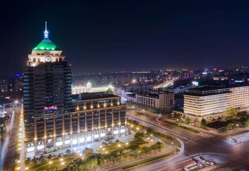 Night Beijing city stock image. Image of chinese, building - 9432845