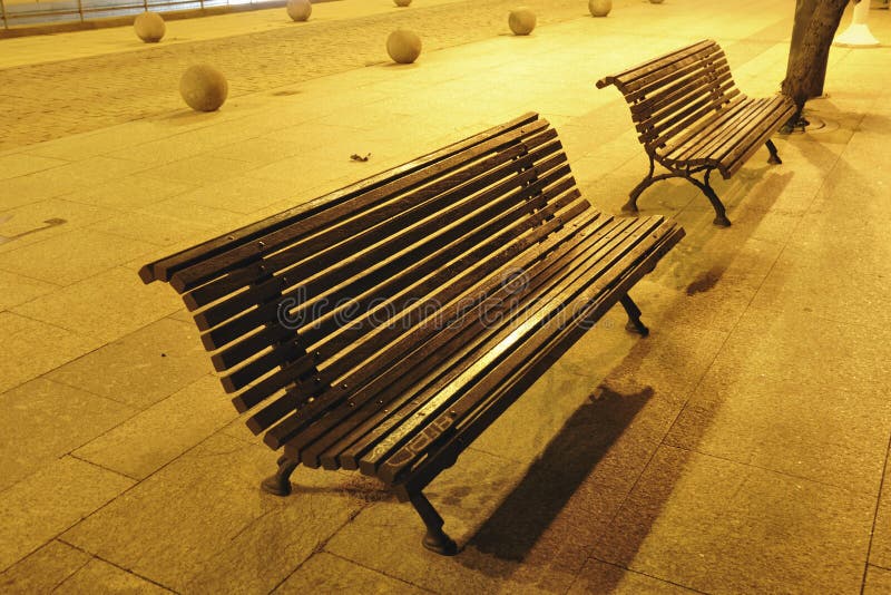 Night benches stock photo. Image of bench, illumination - 23291370