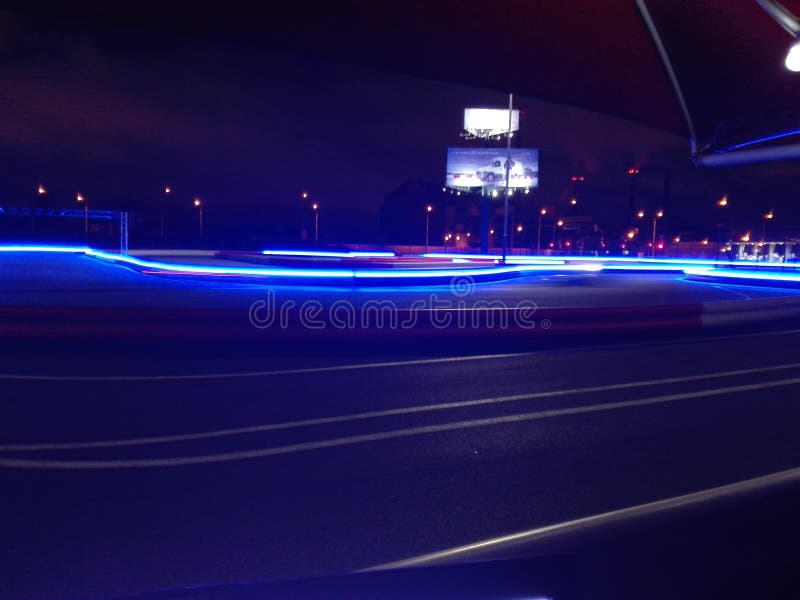 Night Neon Light Race Kart Road in Outdoor Industry Stock Photo - Image ...