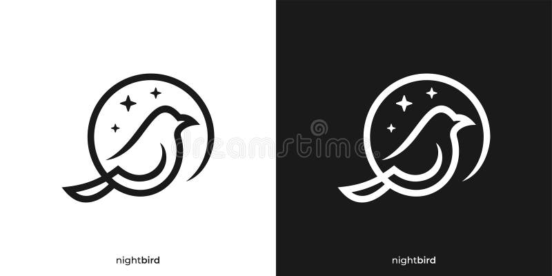 Creative Night Bird Logo. Bird and Moon Star Icon Graphic Stock Vector ...