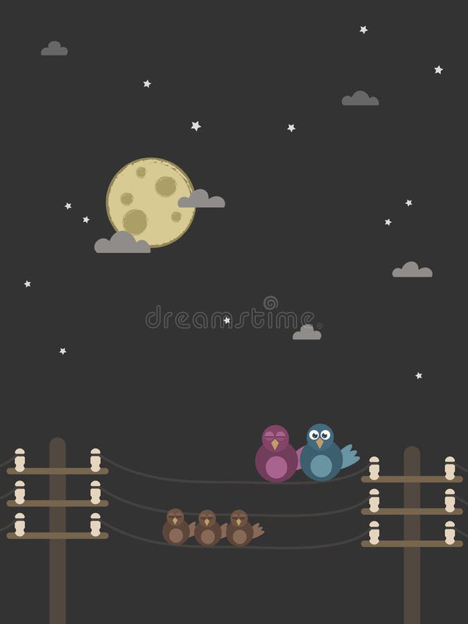 Night birds stock vector. Illustration of family, star - 13466098