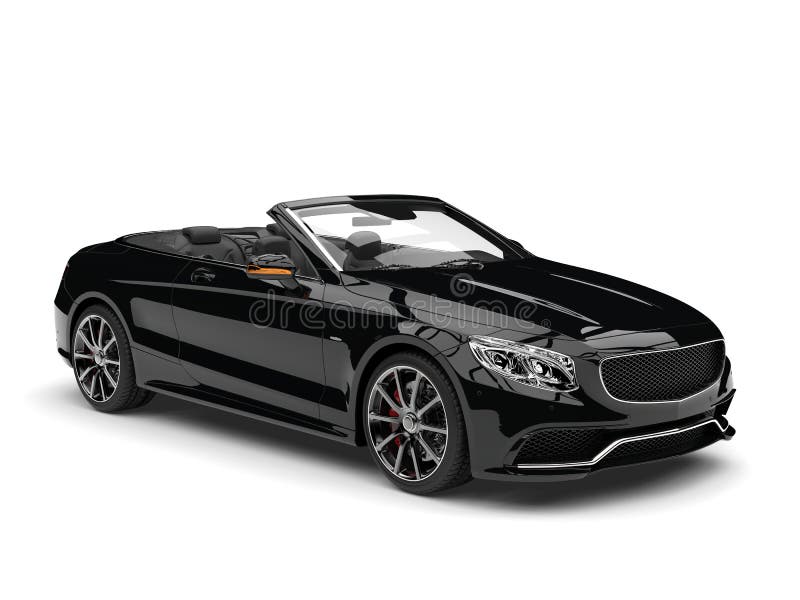 Night Black Modern Luxury Convertible Car - Front View Stock ...