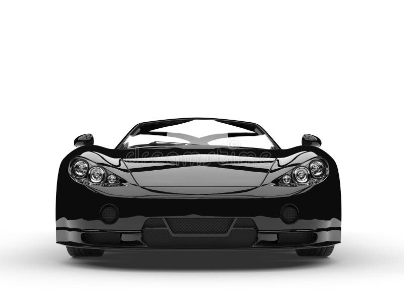 Night Black Modern Race Super Car - Front View Closeup Shot Stock ...