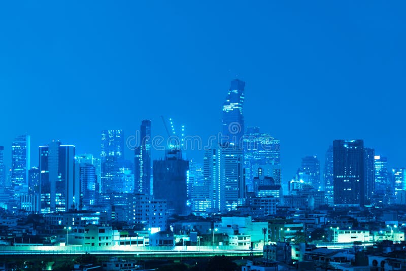 Night Blue City for Background Stock Image - Image of icons, technology ...