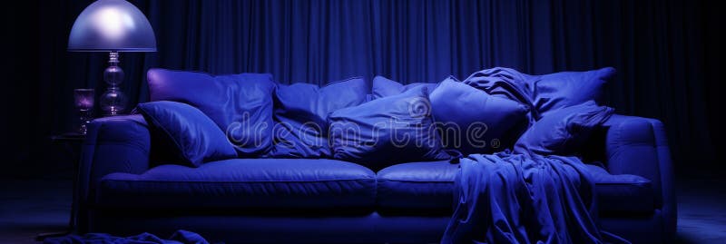 Night Blue Room Interior View Night Studio Abstract Background_ Stock ...