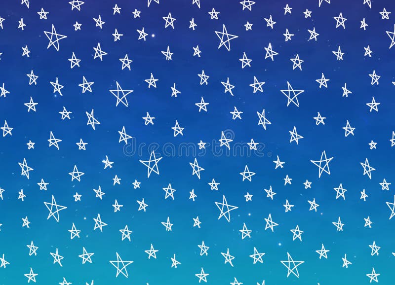 Night Blue Sky with Doodle Stars Stock Illustration - Illustration of ...