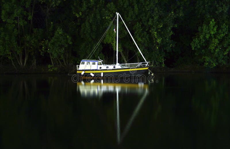 Night boat stock image. Image of transportation, calm - 6192445