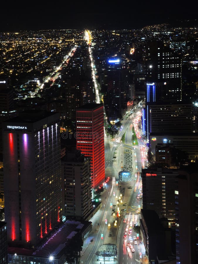 Night in Bogota, Colombia. editorial photo. Image of financial - 77148701