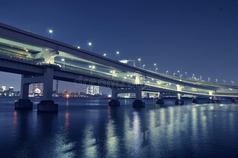 Night bridge stock photo. Image of transportation, iron - 16985090