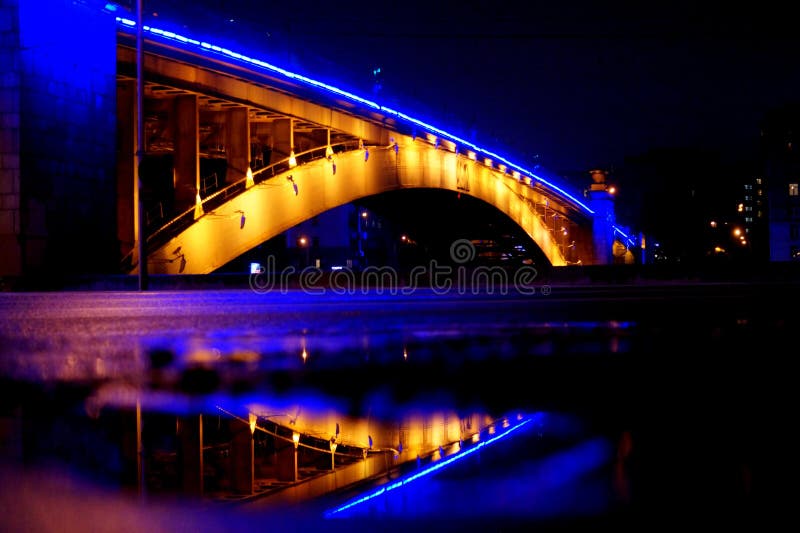 Night bridge stock image. Image of lights, dark, night - 79327033