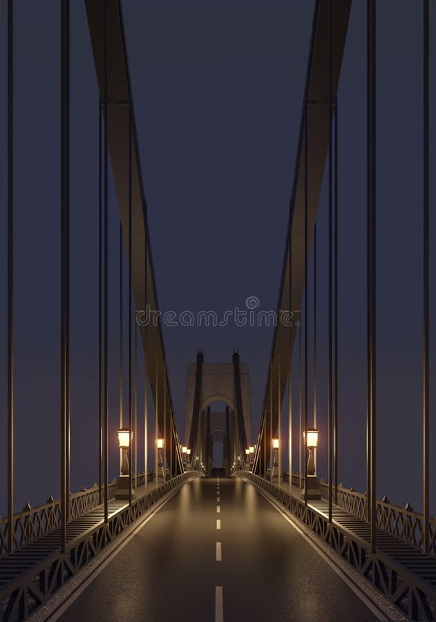 Night Bridge stock illustration. Illustration of road - 68452471