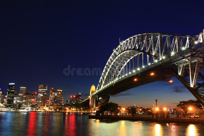 Night bridge scenes stock image. Image of australia, reflection - 21971639