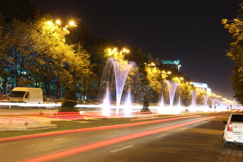Night in Bucharest editorial stock photo. Image of city - 258699783