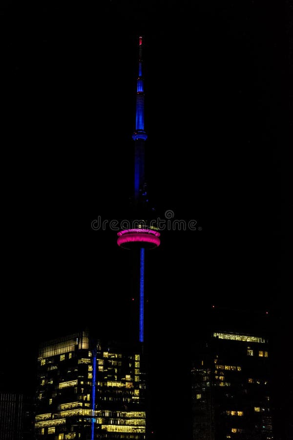 Night Building CN Tower editorial image. Image of erection - 121169710