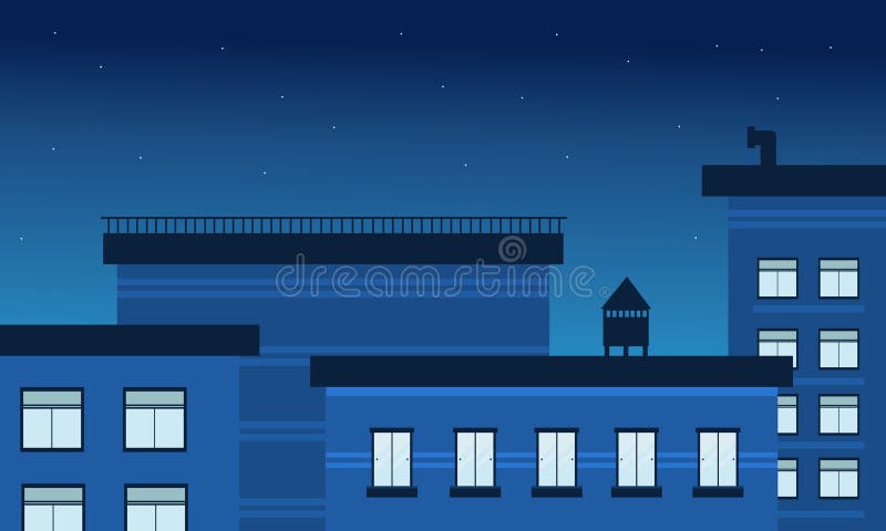 Building Landscape at Night Vector Art Stock Vector - Illustration of ...