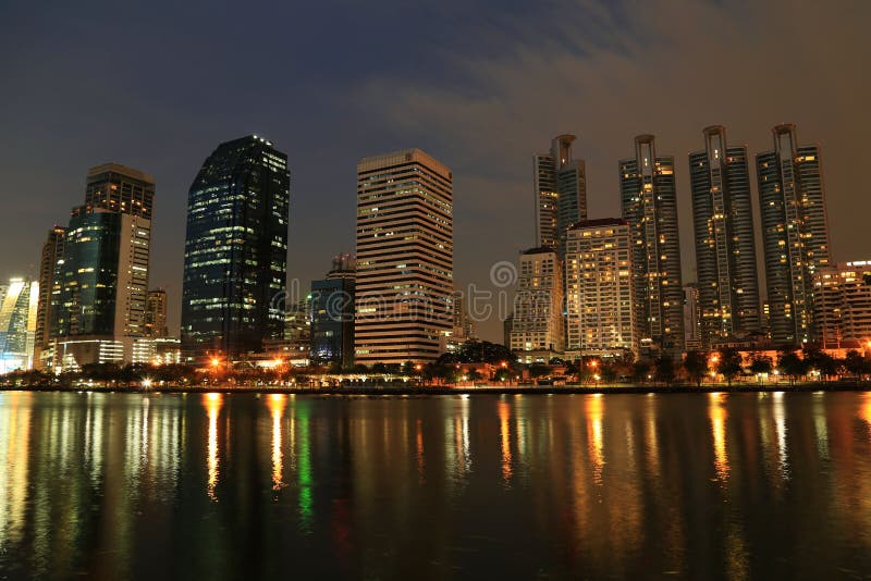 Night Buildings and Reflection Editorial Stock Image - Image of ...