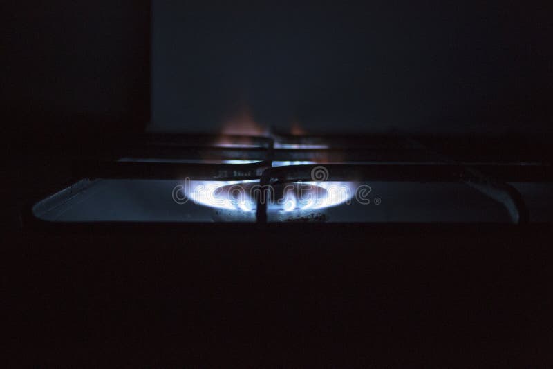Night Burning Fire on a White Tile for Cooking Stock Image - Image of ...