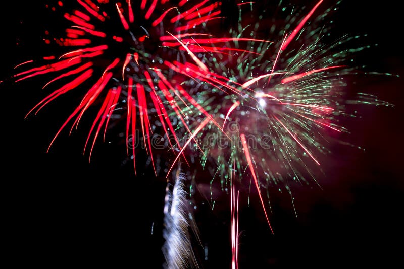 Night Burst of Beautiful Firework Celebration with Colorful Glow ...