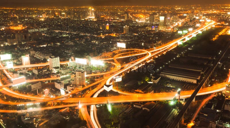 Night Busy Road Intersection in Bangkok Stock Photo - Image of cars ...