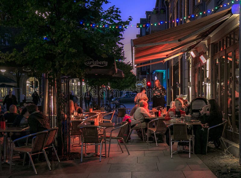 Night Cafe on Balcony, Near Water, in Small Town Yangshuo. Editorial ...